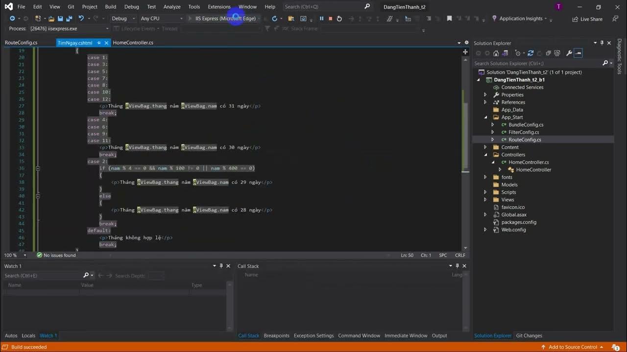 ASP.net MVC: Action tìm số ngày trong tháng - YouTube