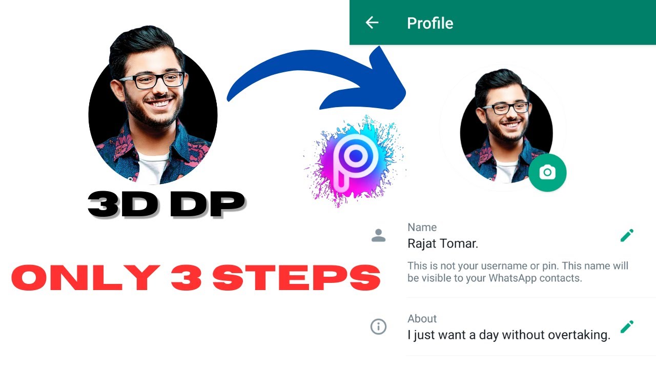 How to make 3D DP for Whatsapp? Picsart main 3d dp kaise banaye? RJ ...