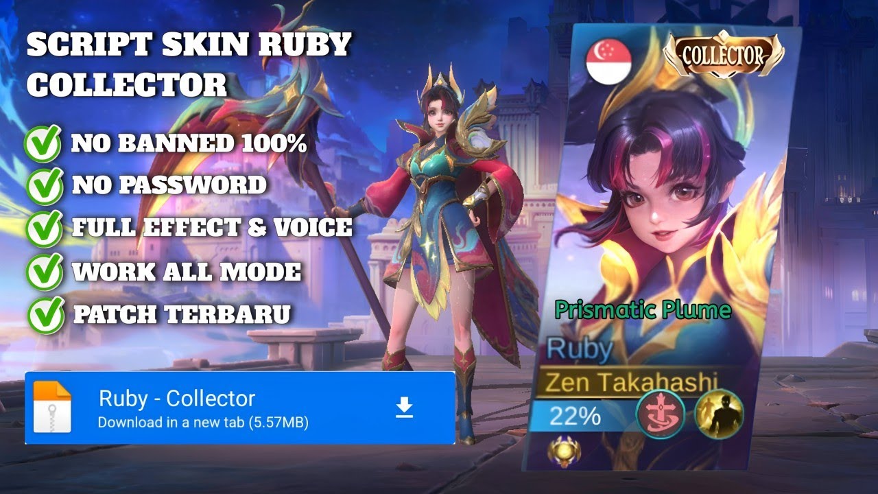 SCRIPT SKIN RUBY COLLECTOR - PRISMATIC PLUME | NO PASSWORD | FULL ...