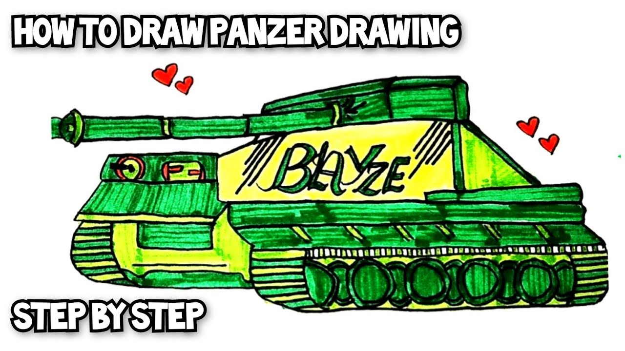 How to draw a "PANZER" step by step |Easy drawing for beginners cute ...
