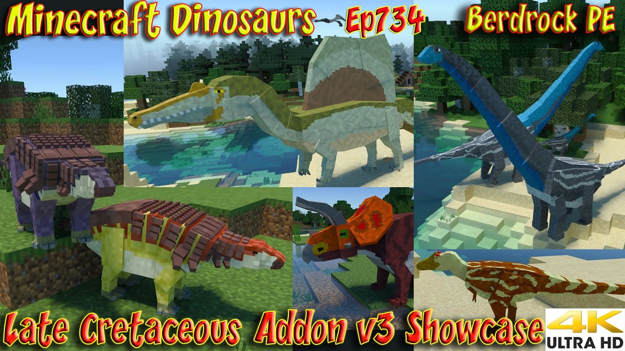 Late Cretaceous Addon v3 Showcase Bedrock PE Dinosaur Addon Minecraft ...