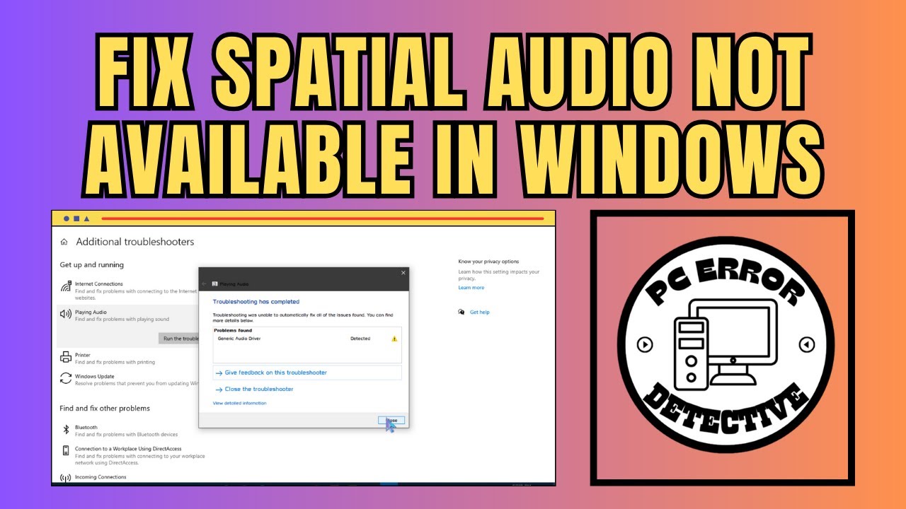 How to Fix Spatial Audio Not Available in Windows 10 - YouTube