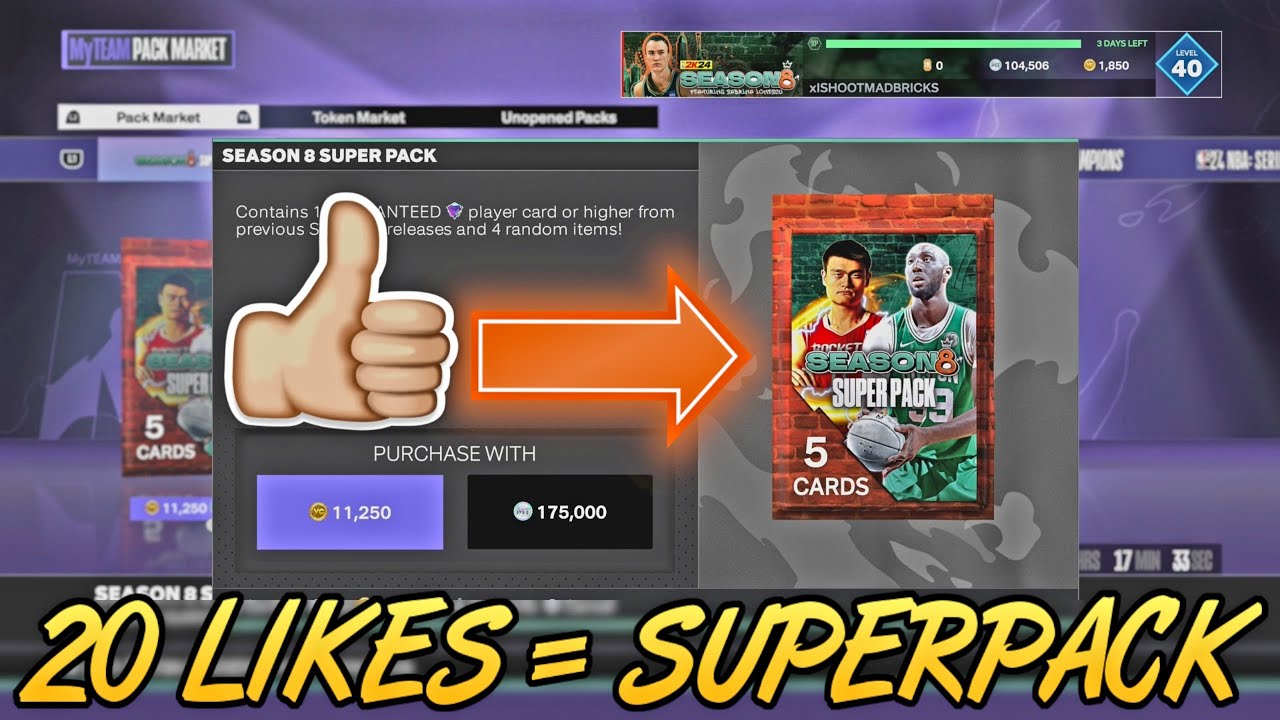 EVERY 20 LIKES I OPEN A SUPERPACK!!! NBA 2k24 Myteam LIVE 200K VC ...