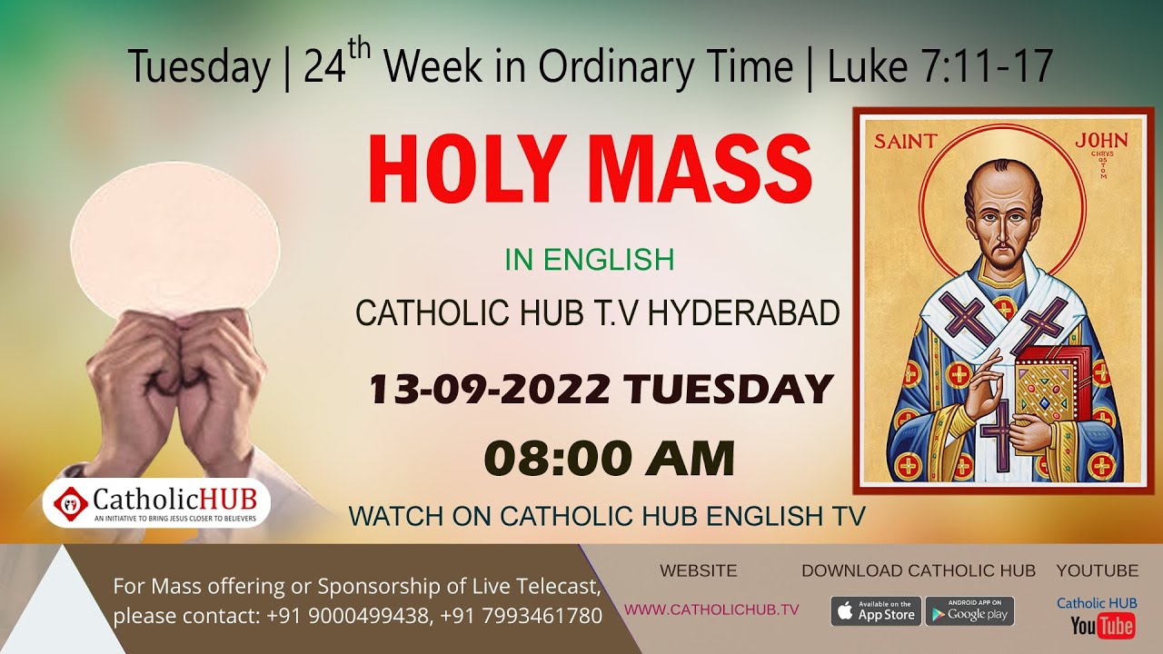 LIVE HOLY MASS IN ENGLISH | CATHOLIC HUB TV | HYDERABAD 13-09-2022 ...