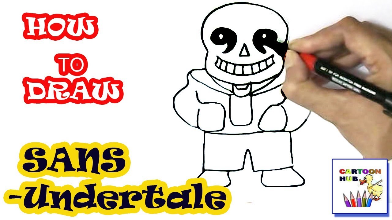 How to draw SANS- Undertale in easy steps, step by step for children ...