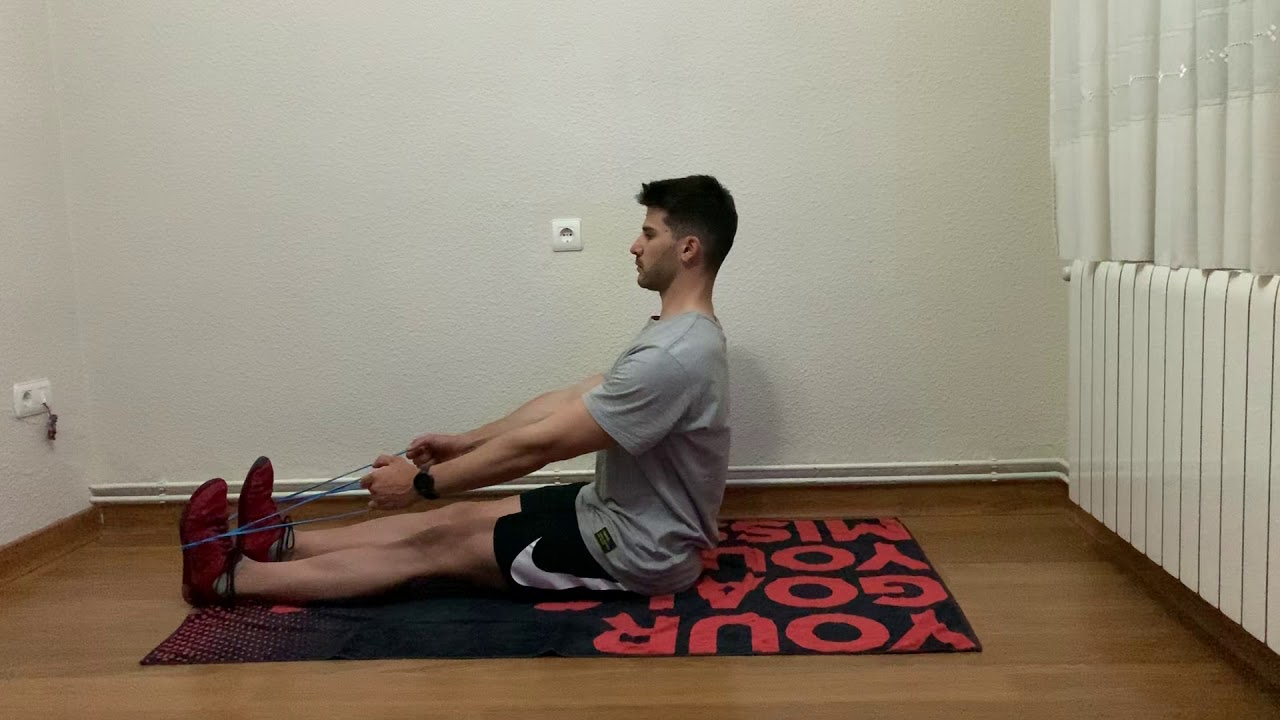 Remo con gomas sentado - YouTube