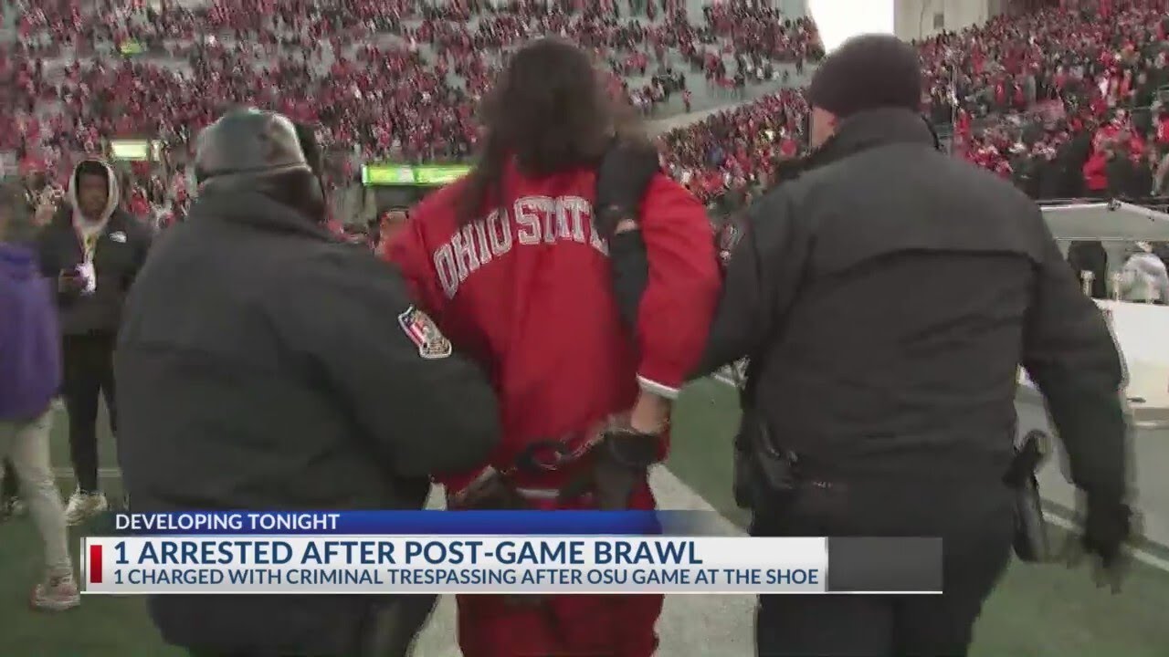 One person arrested after Ohio State-Michigan mid-field fight - YouTube