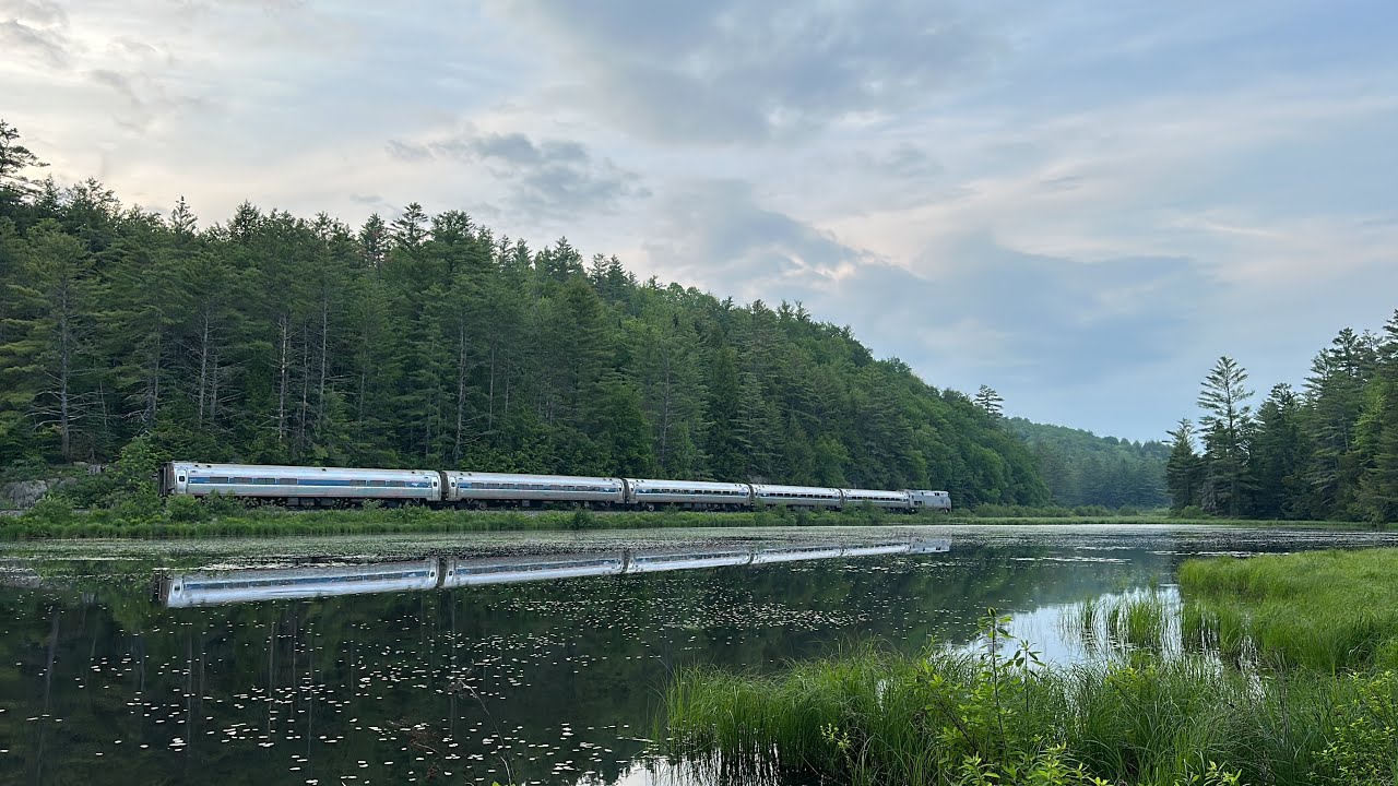Amtrak Vermonter train 56 passes through Roxbury, Vermont on a quiet ...