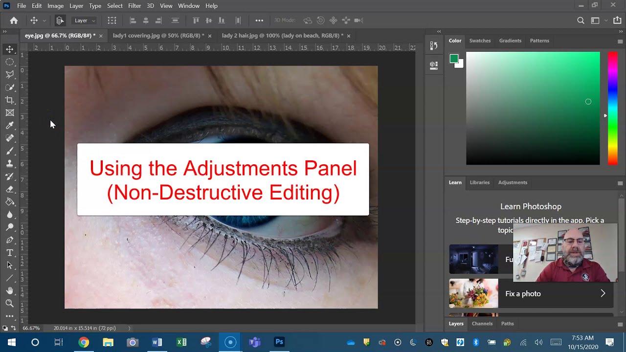 Photoshop 108 "Using the Adjustments Panel" - YouTube