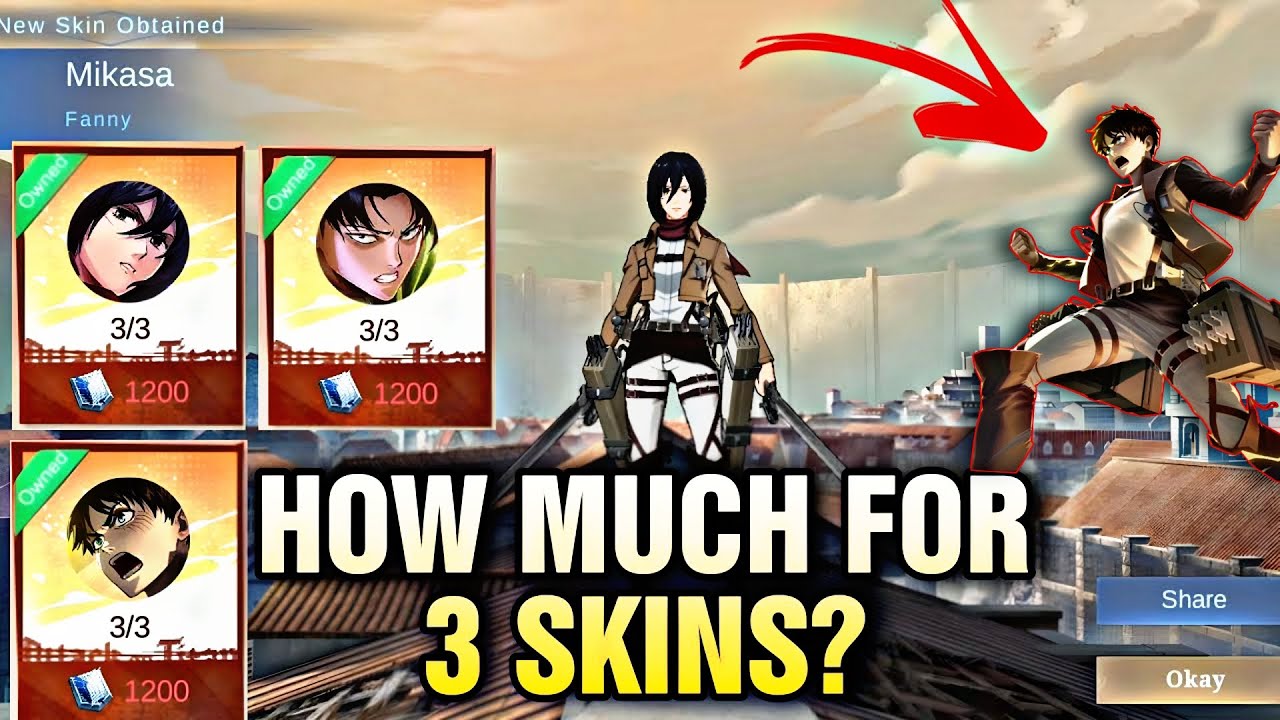 AoT 3 Skin । How Much Diamonds 💎 I Spined For 3 AoT Skin's #MLBBxAoT ...