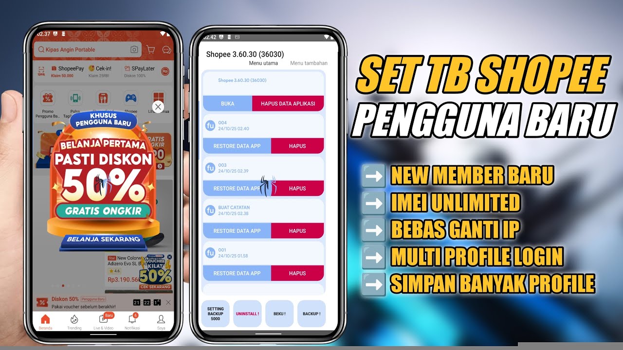 Set TB Shopee Multi Profile New Pengguna Baru KSU FO Shopee Terbaru ...