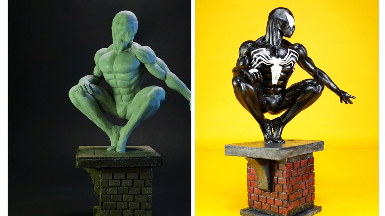 Black Spider-man | Venom suit | Handmade clay sculpture ...