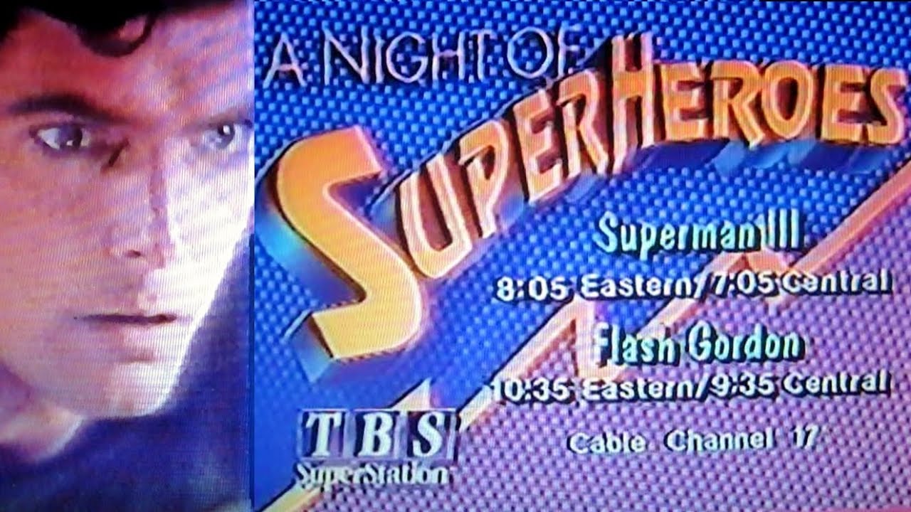 Night of Superheroes, 'TBS promo ad, USA NETWORK, May 18, 1990, 2:30 am ...
