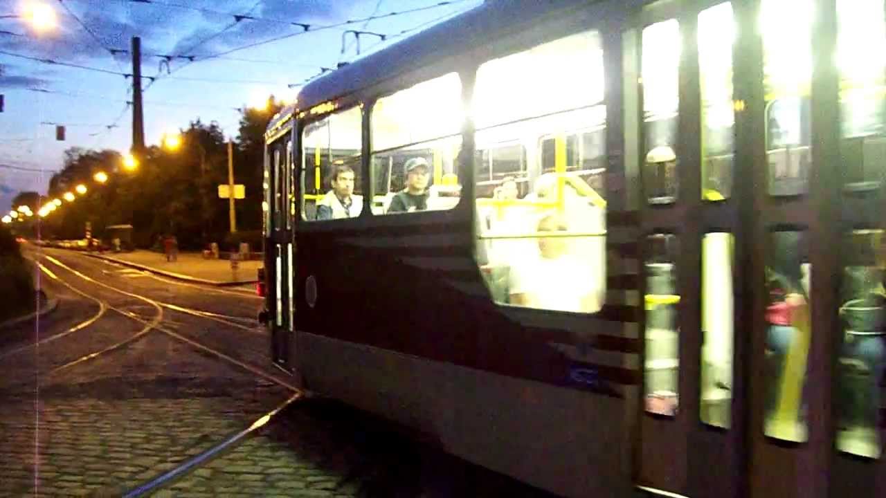Prague Trams at Night at Palmovka intersection... - YouTube