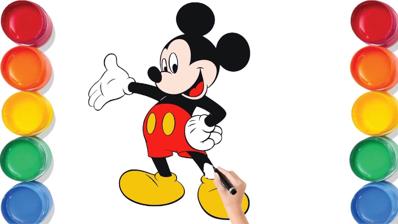 mickey mouse drawing for kids | cartoon drawing mickey mouse with ...