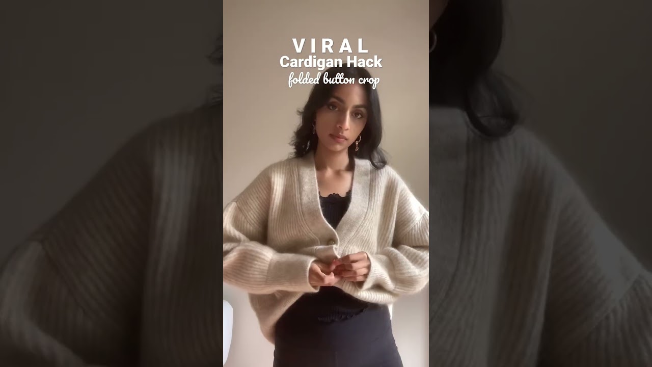 VIRAL Cardigan Style Hack! Fold Button Crop #Cardigan #StyleHack # ...