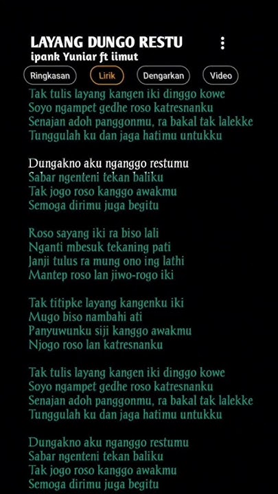 Lirik lagu layang dungo restu - YouTube