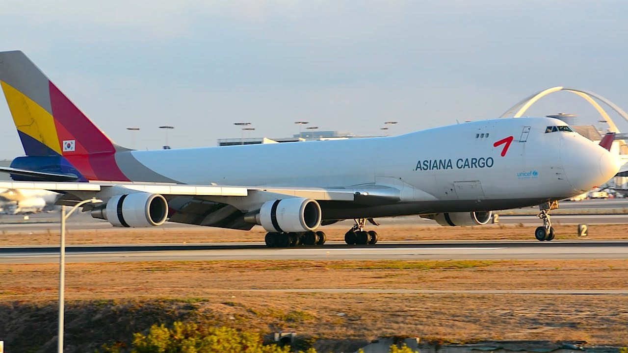 Asiana Airlines Cargo Boeing 747-400F [HL7419] Landing at LAX. - YouTube