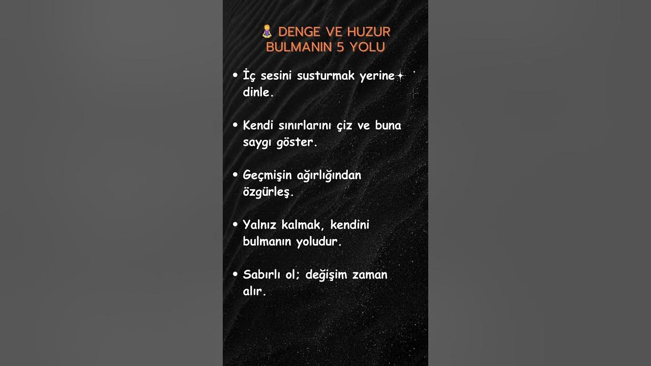 Denge ve Huzur Bulmanın 5 Yolu - YouTube