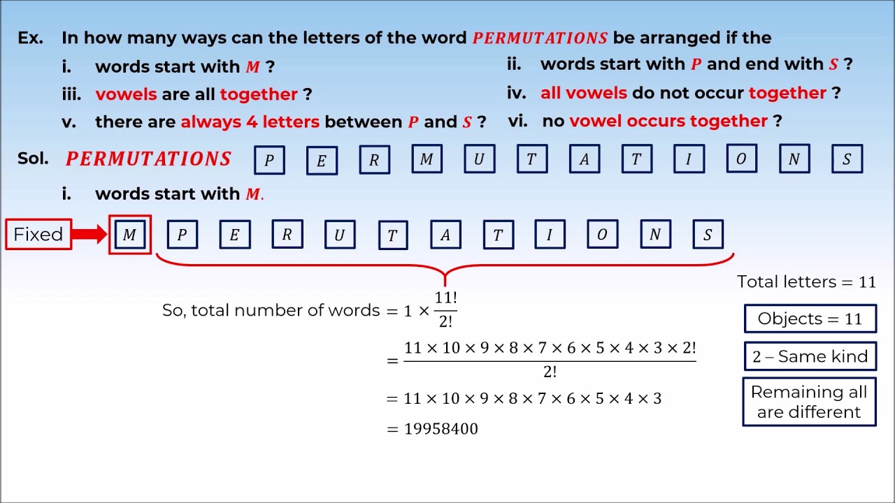 11. 11M07.2 CV 4 Conditional Permutations Part 1 - YouTube