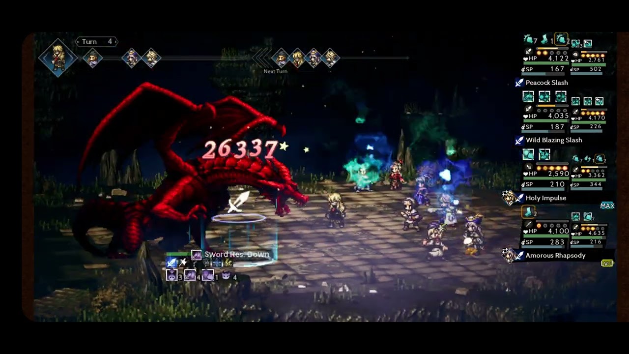 Octopath COTC Defeating Ruby Shadow Dragon with only 1 sleep without A2, Lynette or Richard ...