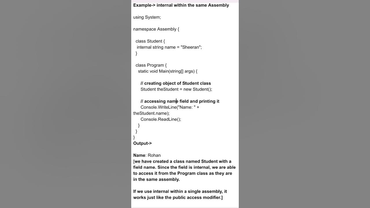 Internal Access Modifier|| Access Modifier Part 4 || IGNOU MCA Oops concepts - YouTube