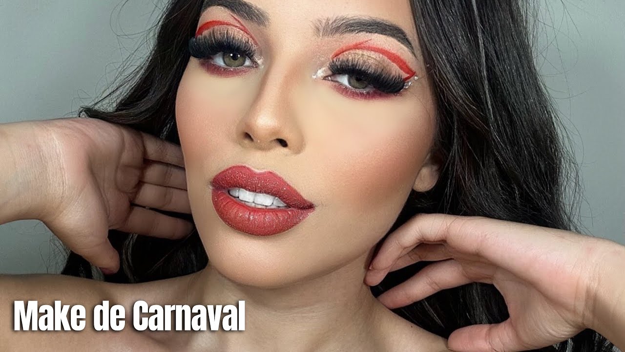 Make Vermelha para o Carnaval 🎊 | #maquiagem #make #tutorial #carnaval ...