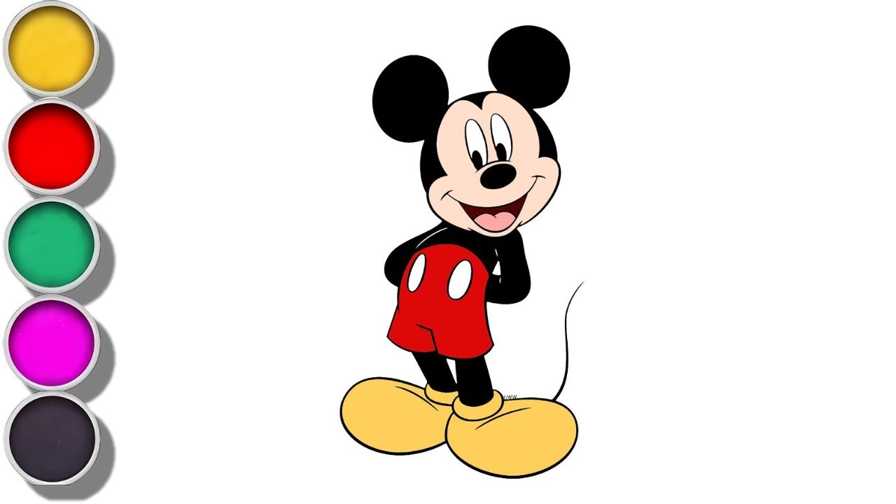 How To Draw And Color Micky mouse For Kids And Toddlers - YouTube