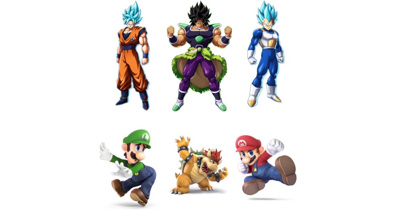 DBXV2: SSB/SSGSS Goku, Vegeta & DBS Broly vs Mario, Luigi & Bowser ...