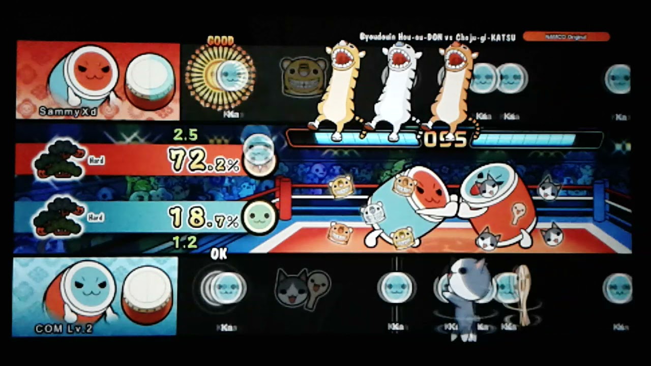 Taiko no Tatsujin NS1: Donkatsu Fight Ft. Byoudouin Houou-don vs Choujuugi-kat (Hard) - YouTube