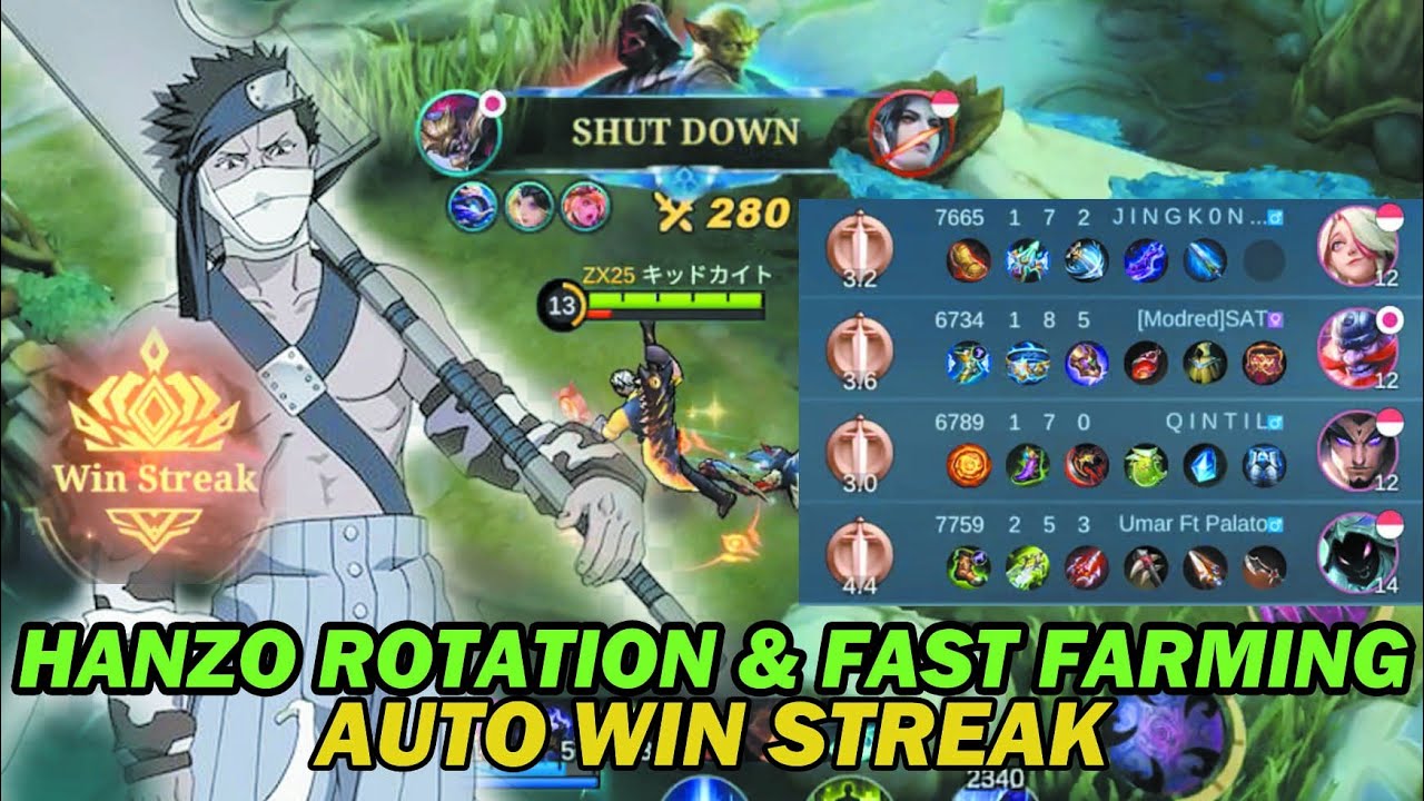 HANZO ROTATION AND FAST FARMING TO GOT WIN STREAK - HANZO BUILD TOP ...