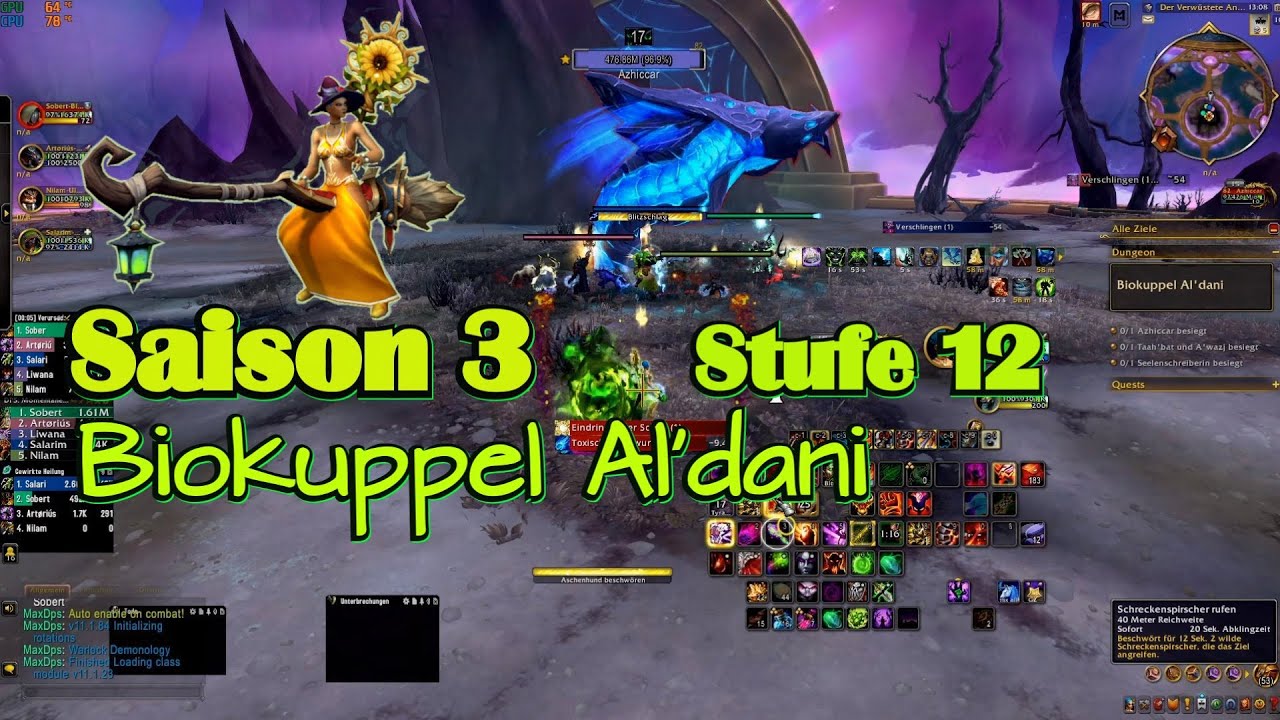 TWW Saison 3 Biokuppel Al'dani Stufe 12 Key Liwanja & Friends Hexe ...