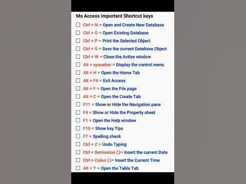 Ms Access Important Shortcut Keys - YouTube