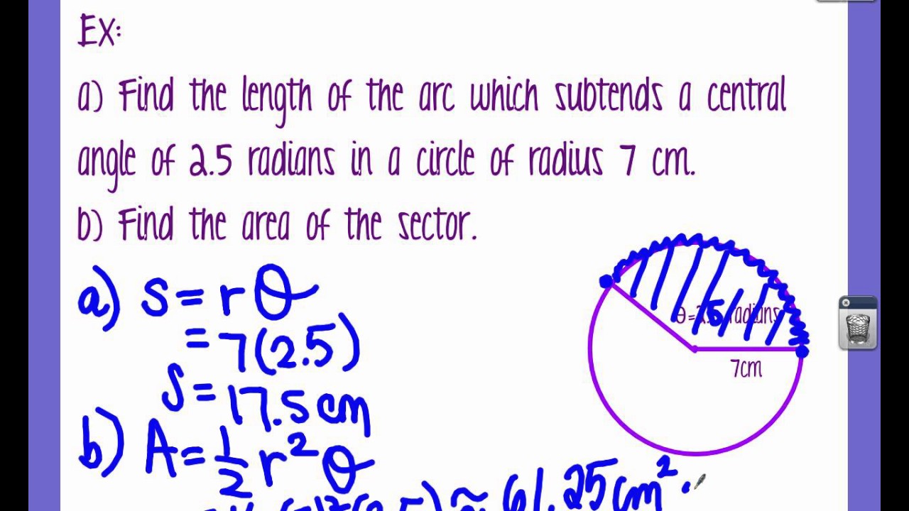 Area Of A Triangle Radians Arcs And Sectors YouTube