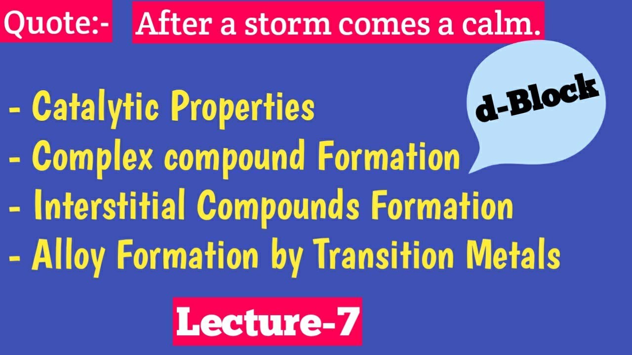 Formation of Complex and Interstitial Compounds and Alloys,Catalytic ...