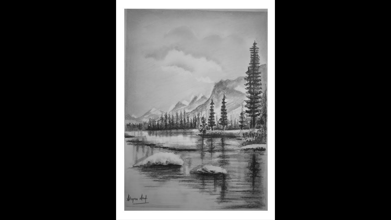 How to draw landscape from graphite pencil ️💛💚👏 ️ - YouTube