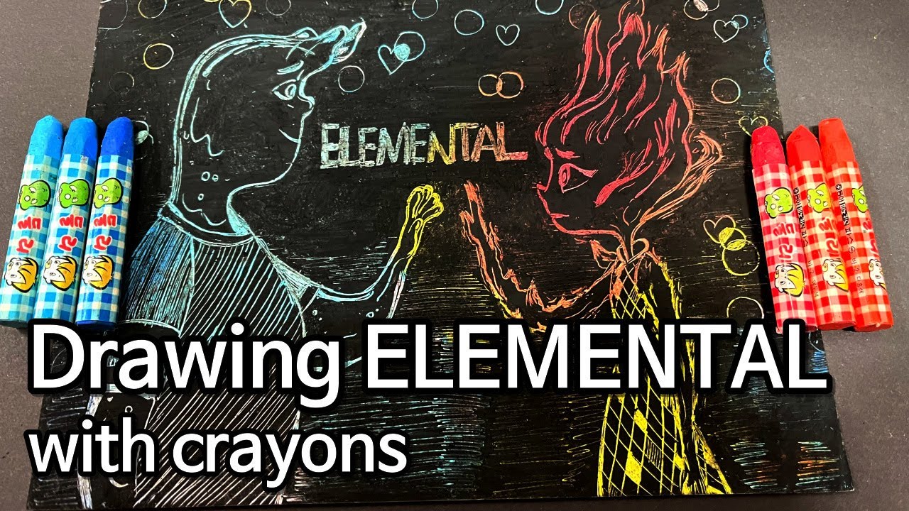 SUB] Drawing ELEMENTAL with crayons #elemental #crayons #shorts - YouTube
