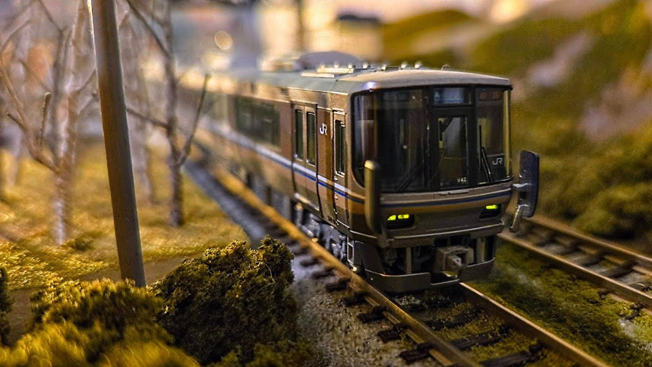 JR 223 series Special Rapid Service train. Slow runbys, Crispy N scale ...