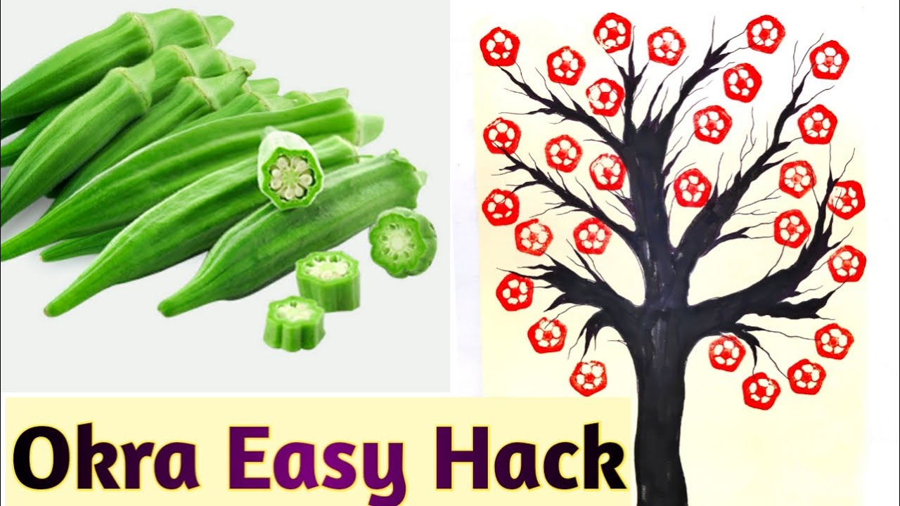 Flower Tree using Lady finger (Okra)| Easy children hack | Simple Ideas ...
