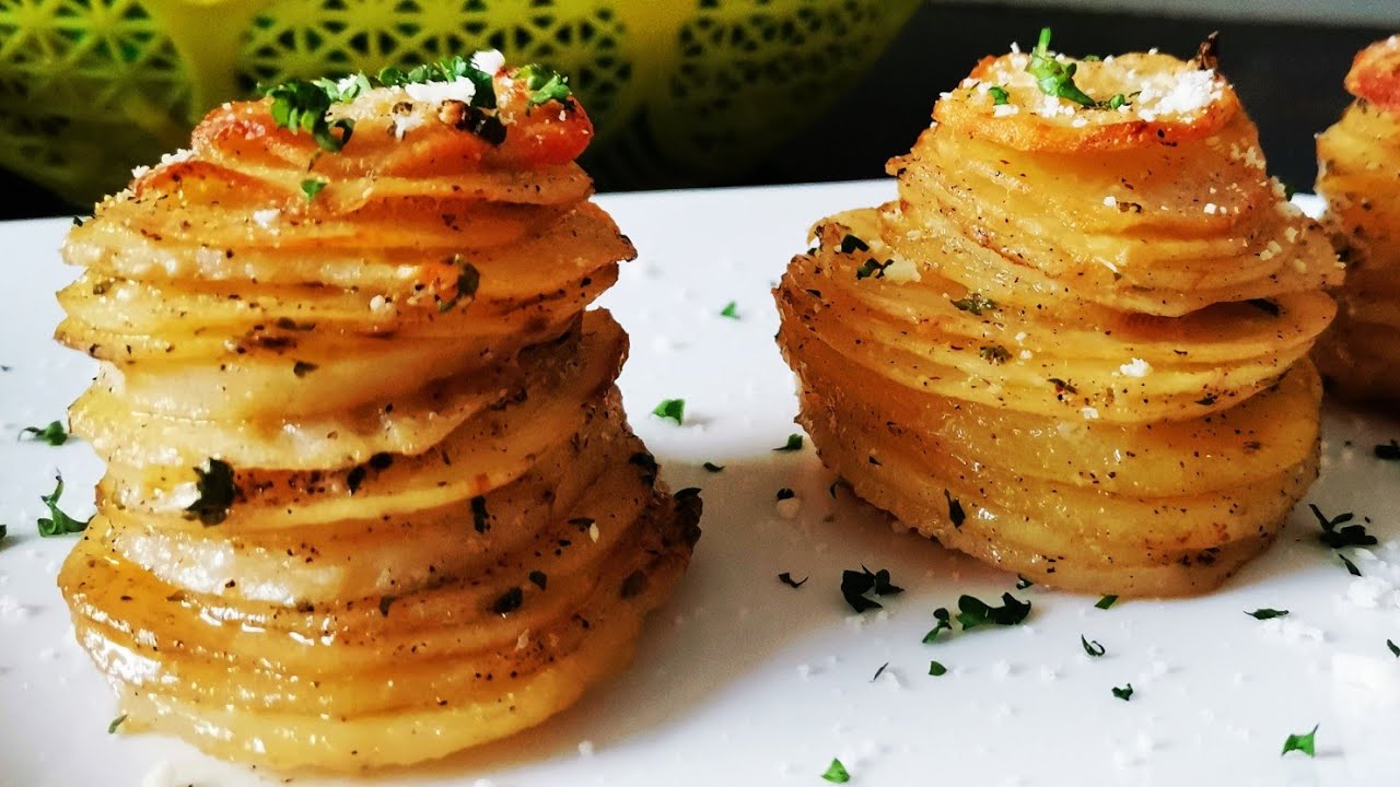 POTATO STACKS RECIPE / PARMESAN CHEESE POTATO STACKS RECIPES - YouTube