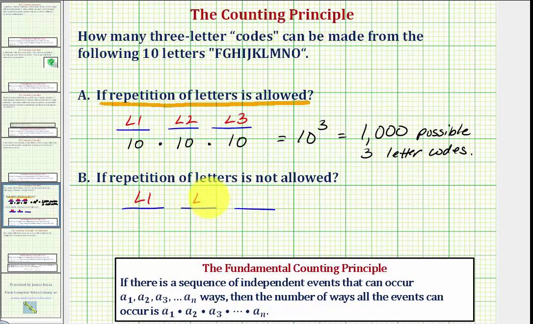 Ex: Determine the Number of Three Letter Codes - Counting Principle ...