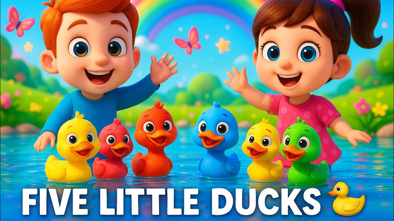 🐥 Five Little Ducks Went Out One Day | Bubble Beeps Rhymes | Cute Baby Song 🌈🎵 - YouTube