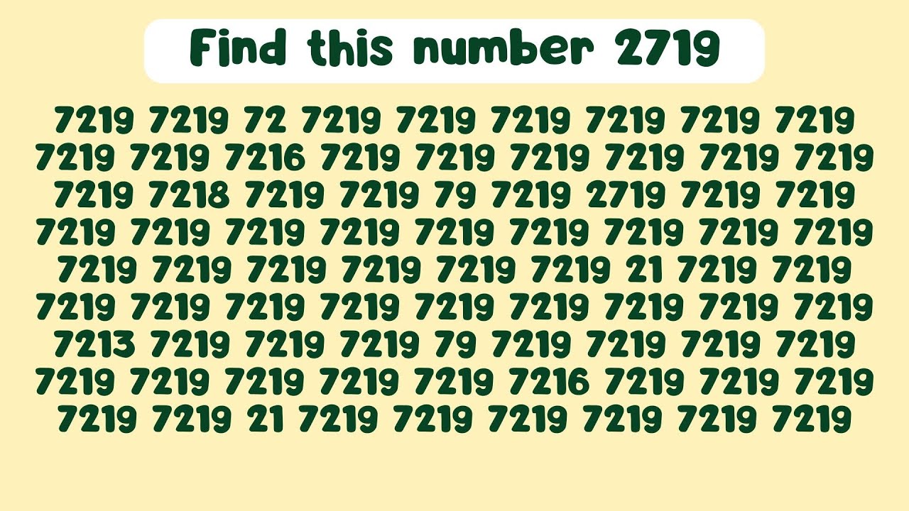 How Fast Can You Find 2719 In This Picture? - YouTube