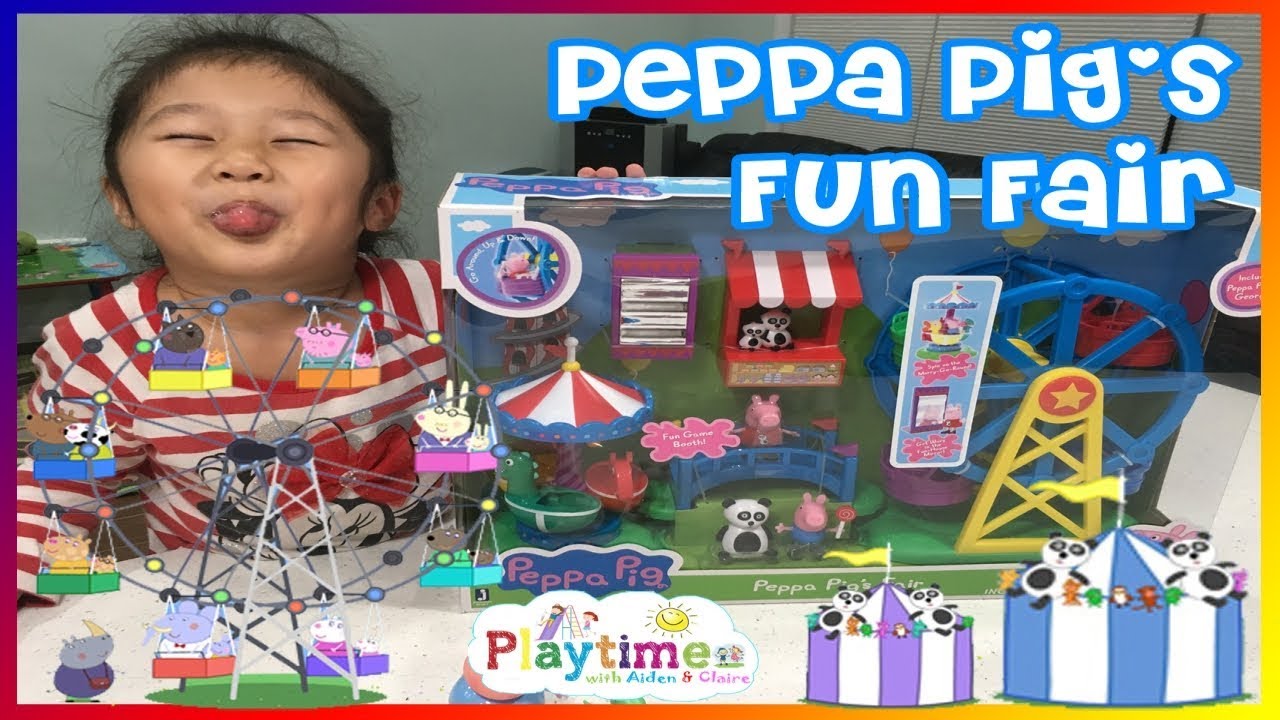 Peppa Pig's Fun Fair Theme Park w. Family & Friends - Giant Panda Prize ...