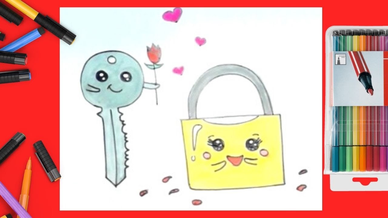 How to Draw Something for Your Friend | Lock and Key | Valentine Day ...