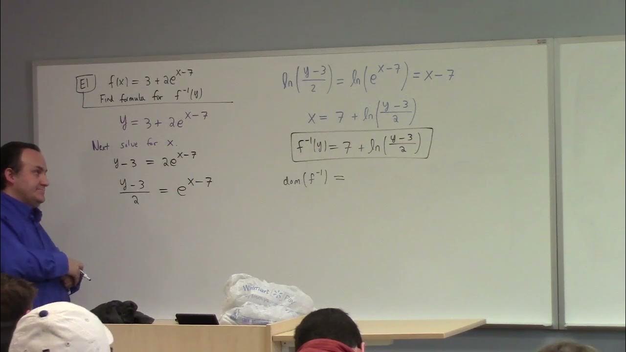 College Algebra: Section 4: inverse functions with log and exp, examples, 11-6-23 - YouTube