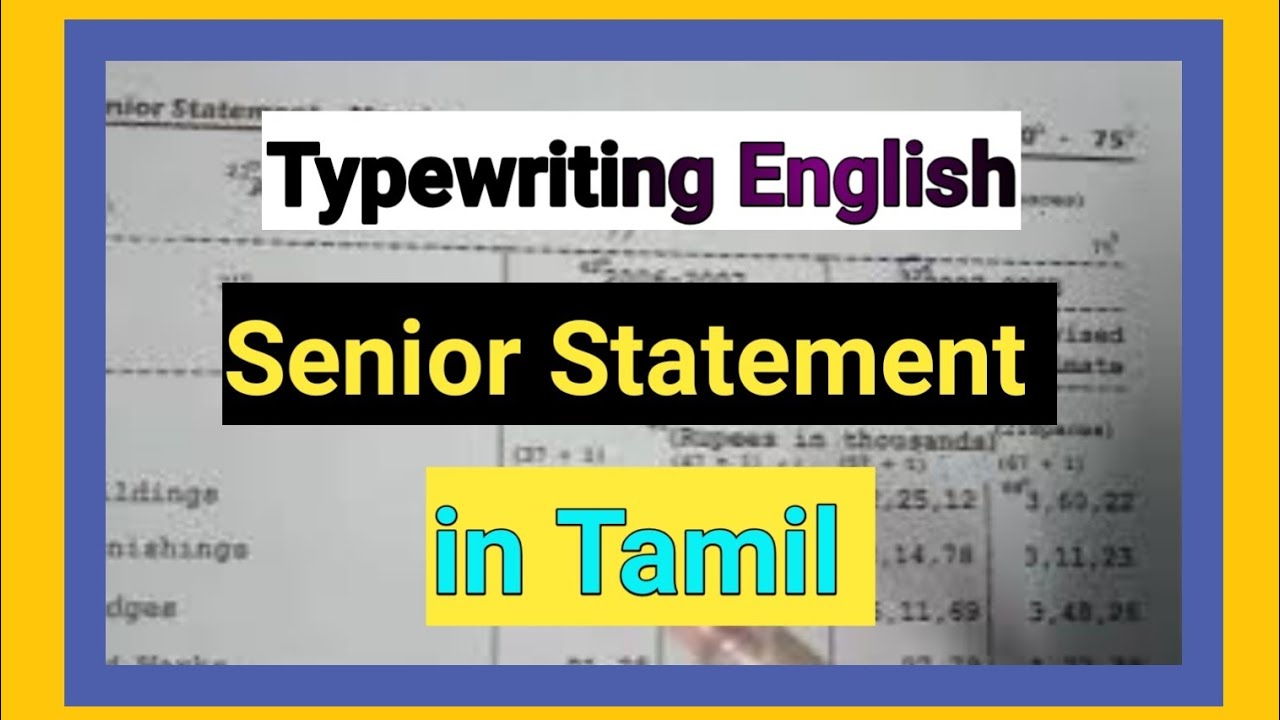 Typewriting English Senior Statement in Tamil | How to Type | Full ...