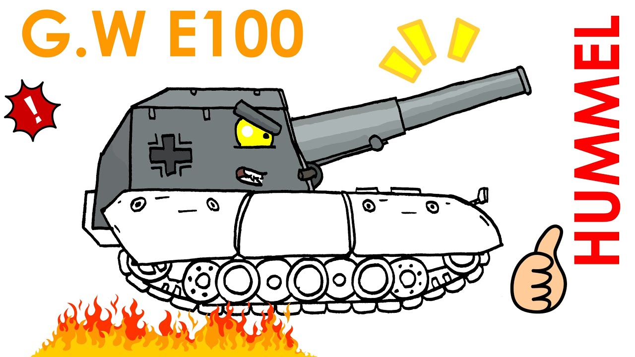 Cara Menggambar Tank Kartun G.W E100 Hummel | Homeanimations Tank - YouTube