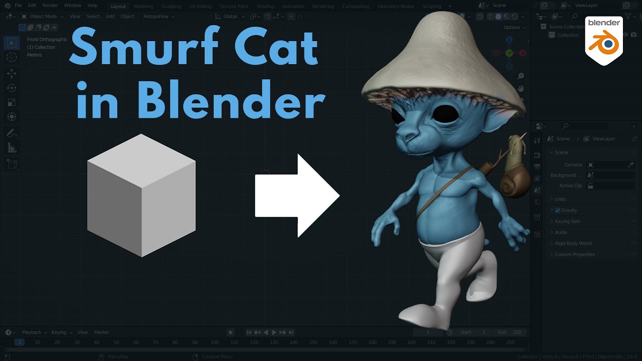 Sculpting Smurf Cat in Blender (Full Timelapse) - YouTube