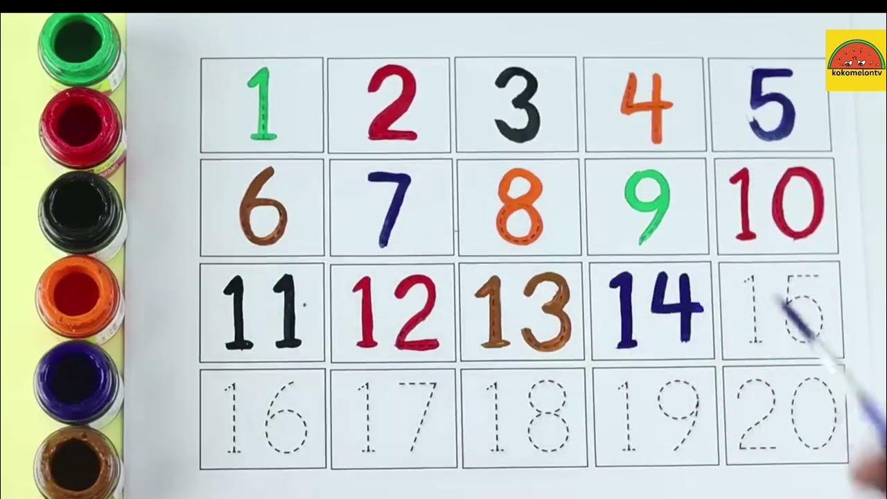 Number names with Colours name - 123 counting, numbers song 1-20, one two three, counting, 123 ...